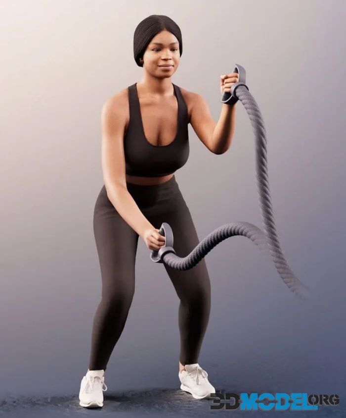 3D Model – Athletic Black Woman Making Sport (PBR)