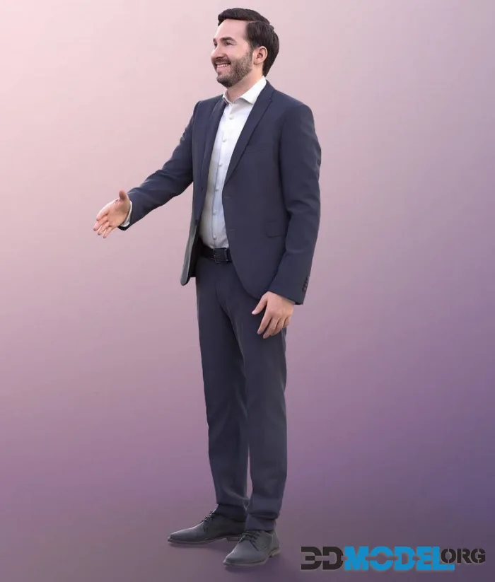 3D Model – Business Man Shake Hand Greeting (PBR)