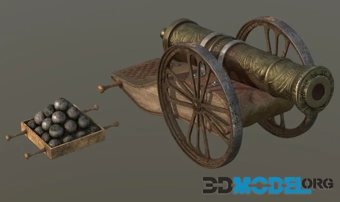 3D Model – Cannon Ceremonial Black Dust With Projectile (PBR)