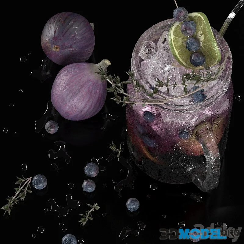 3D Model – Cold drinks Thyme lime blueberry