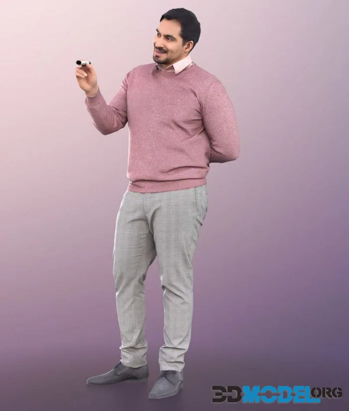 3D Model – Colored Man Presenting Professor Teacher (PBR)