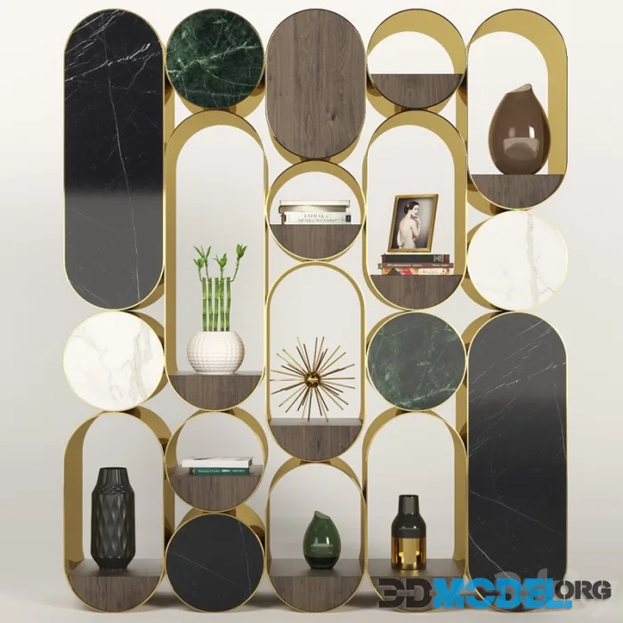 3D Model – Decor Set 02 (partition with shelves)