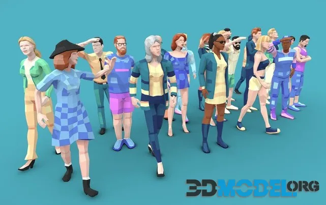 3D Model – Downtown People Low Poly 3D Characters Pack (PBR)