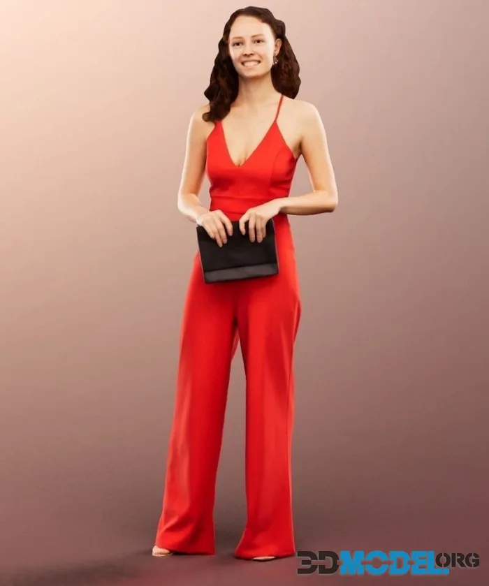 3D Model – Elegant Woman Standing With Bag (PBR)