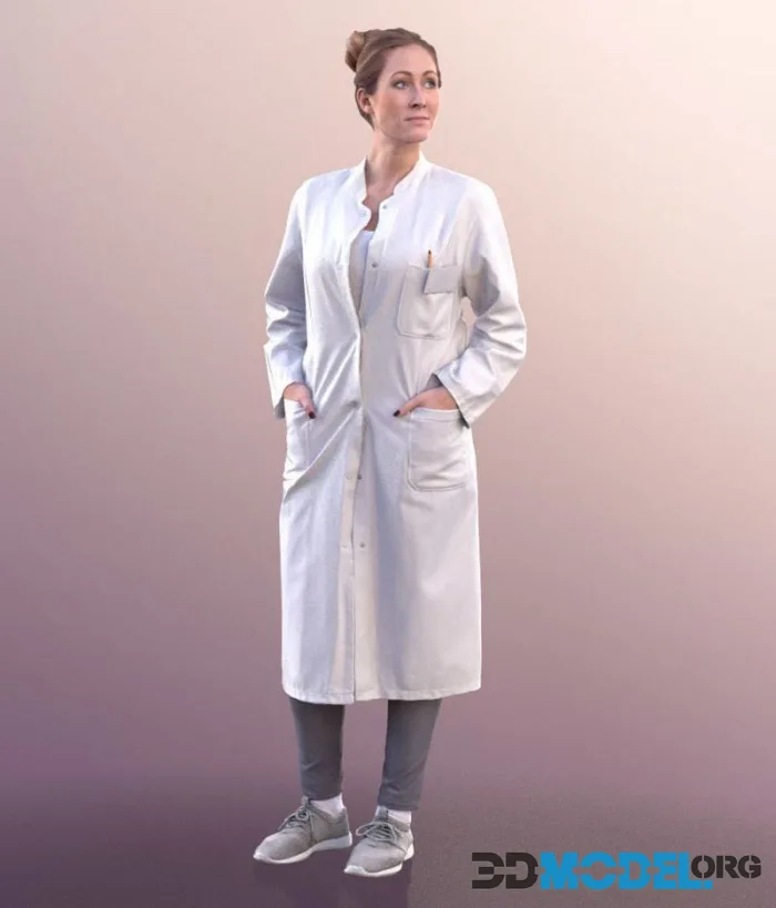3D Model – Female Doctor Standing Hands In Pockets (PBR)