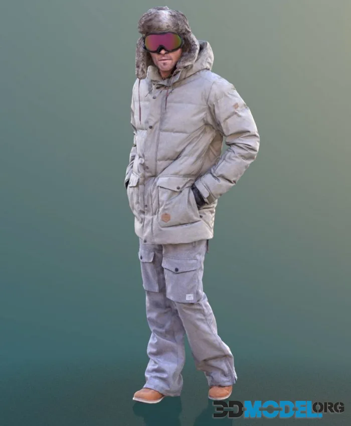 3D Model – Man Walking In Ski Colthing (PBR)