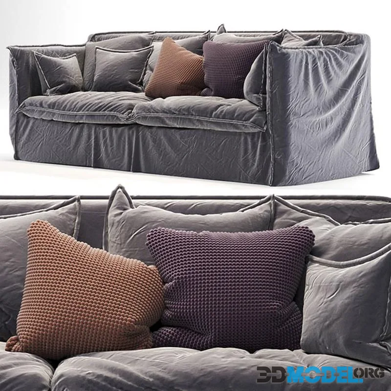 3D Model – old gray sofa