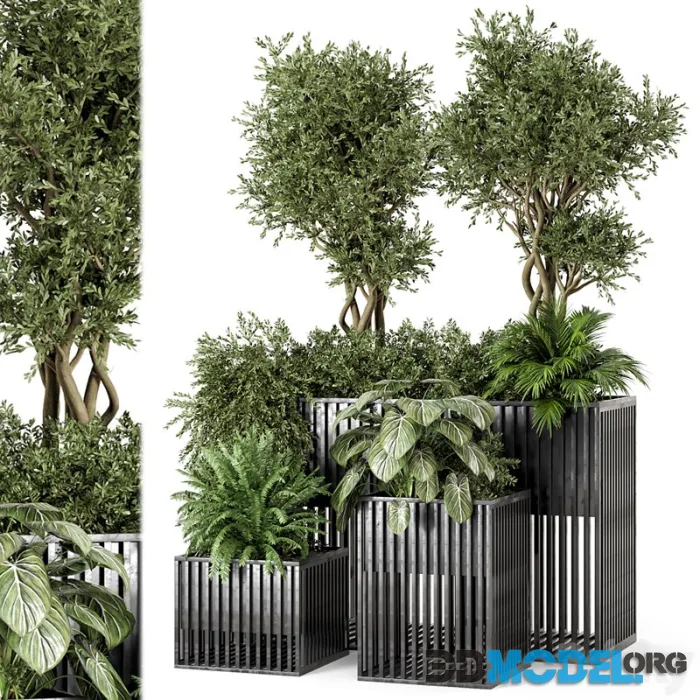 3D Model – Outdoor Plants in Metal Pots – Set 802