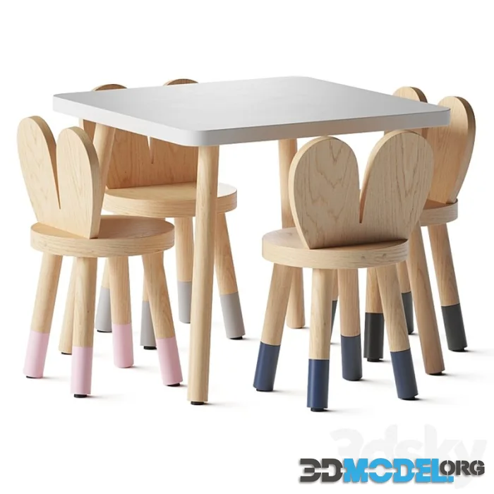 3D Model – Pottery Barn Kids Nico & Yeye Peewee Chair and Table Set