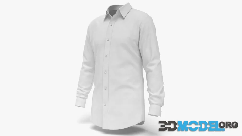 3D Model – Realistic Worn Regular Shirt Long Sleeve Male Body Shape (PBR)