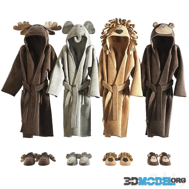 3D Model – RH Baby bathrobe Animal set 002