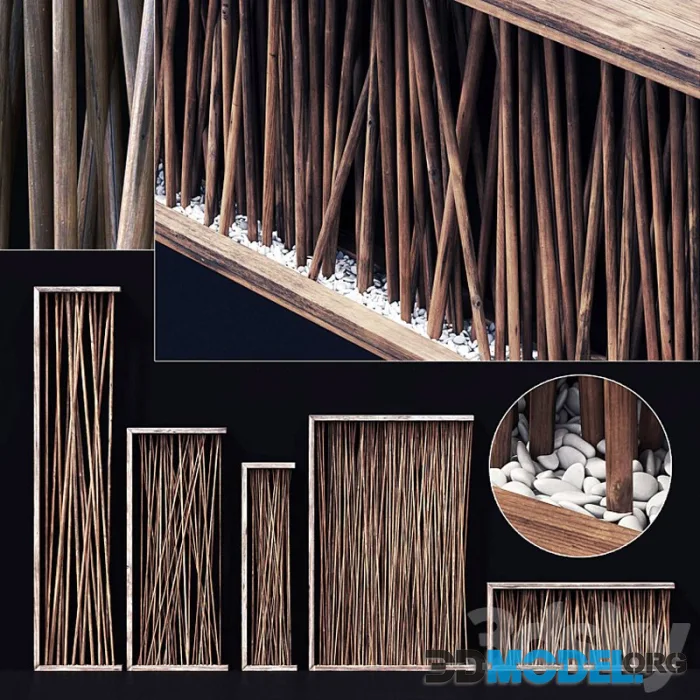 3D Model – Screen wall branch pebble n1 Screen in the wall from ...