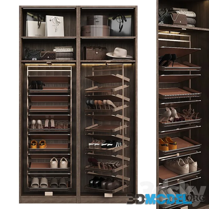 3D Model – Shoe cabinet with fittings for the hallway and wardrobe 004