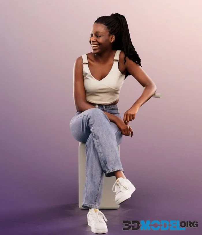 3D Model – Sitting Black Woman Laughing (PBR)