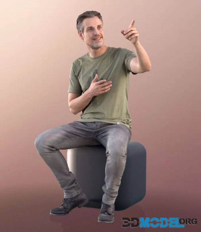 3D Model – Sitting Casual Guy (PBR)