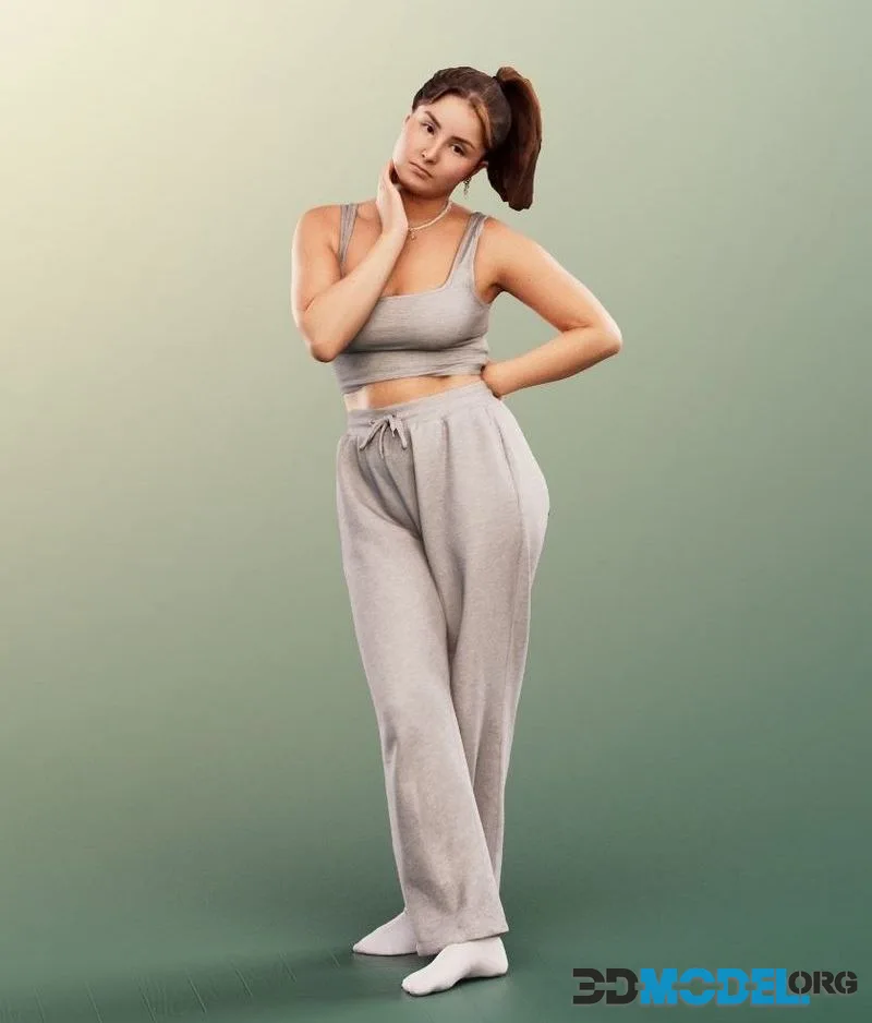 3D Model – Standing Young Casual Woman low-poly (PBR)