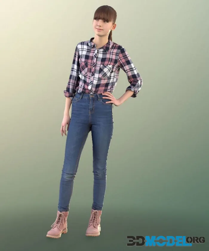 3D Model – Teenage Girl Standing Hand On Hips (PBR)