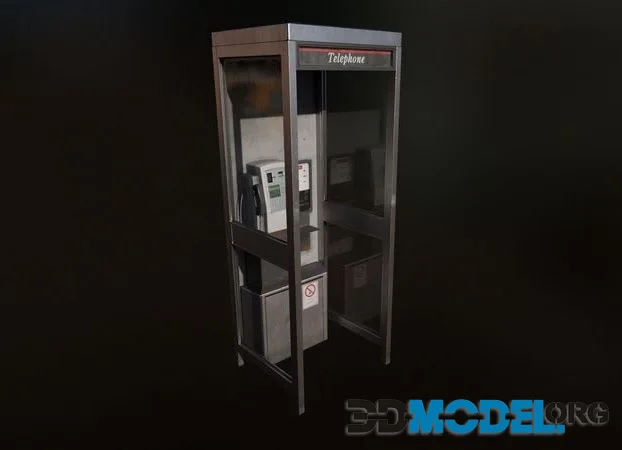 3D Model – Telephone booth low-poly (PBR)