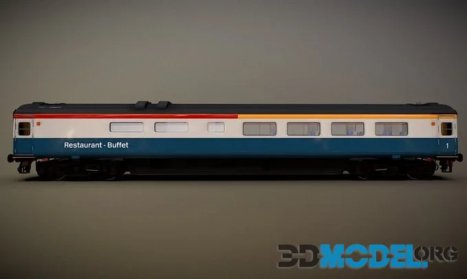 3D Model – Train Mark 3 Carriage Buffet Rail Blue (PBR)