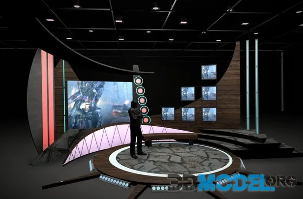 3D Model – Virtual TV Studio Chat Set 11 (PBR)
