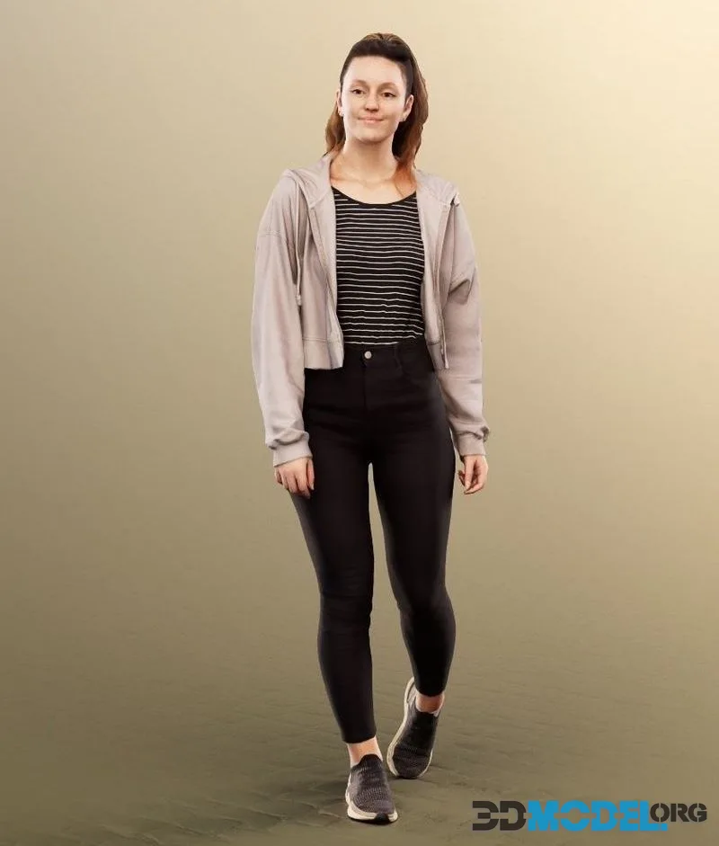 3D Model – Walking Casual Woman low-poly (PBR)