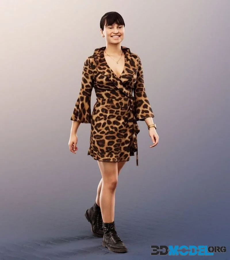 3D Model – Walking Elegant Woman low-poly (PBR)
