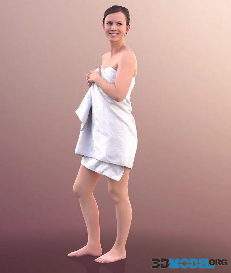 3D Model – Young Woman In Towel Smiling (PBR)