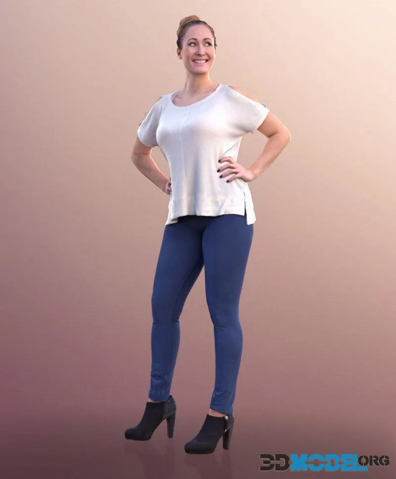 3D Model – Casual Woman Standing Hands On Hips low-poly (PBR)