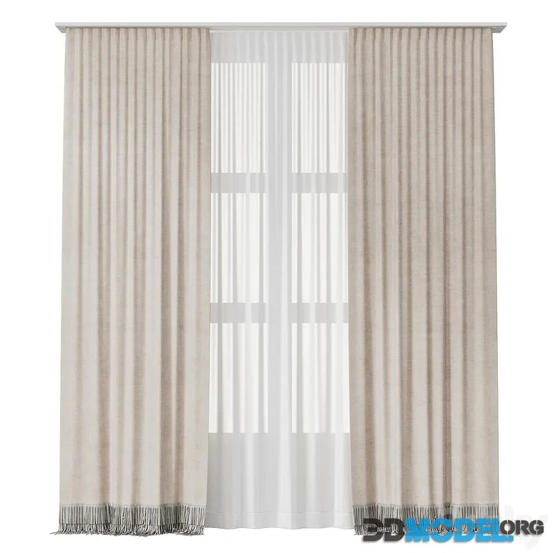 3D Model – Curtain 009 Curtains with fringes