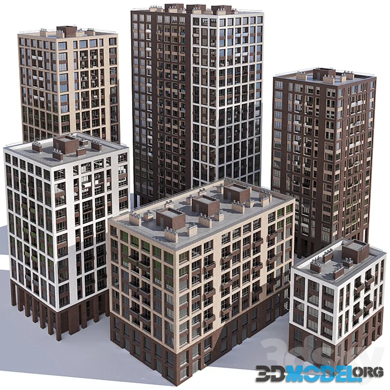 3D Model – Set of multi-story buildings