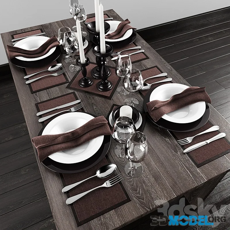 3D Model – Tableware brown color