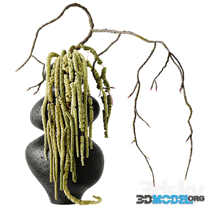 3D Model – Amaranth bouquet with a branch