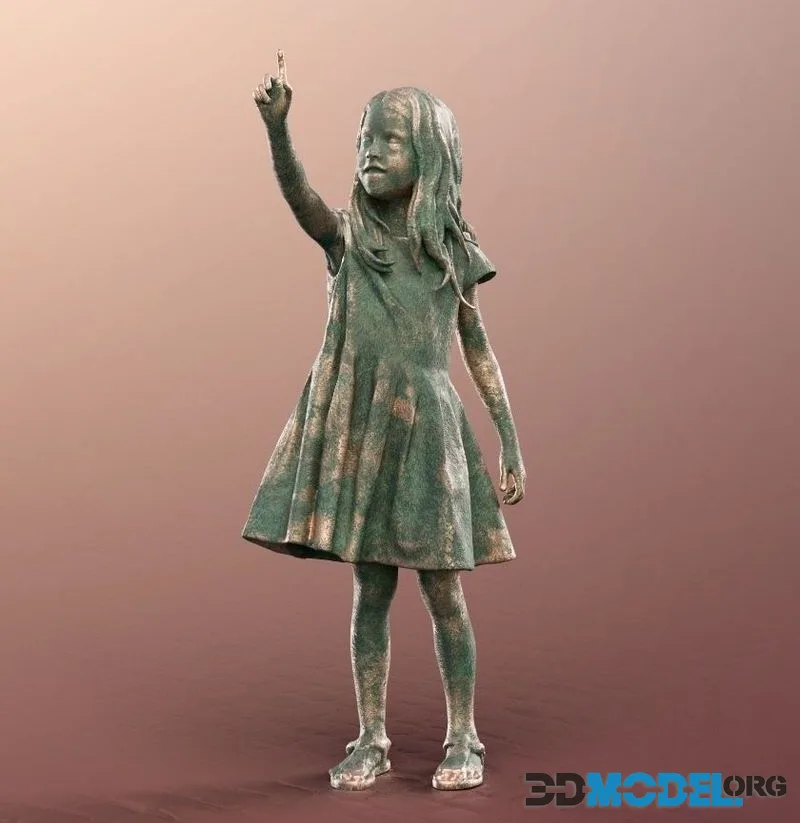 3D Model – Girl Pointing Statue low-poly (PBR)