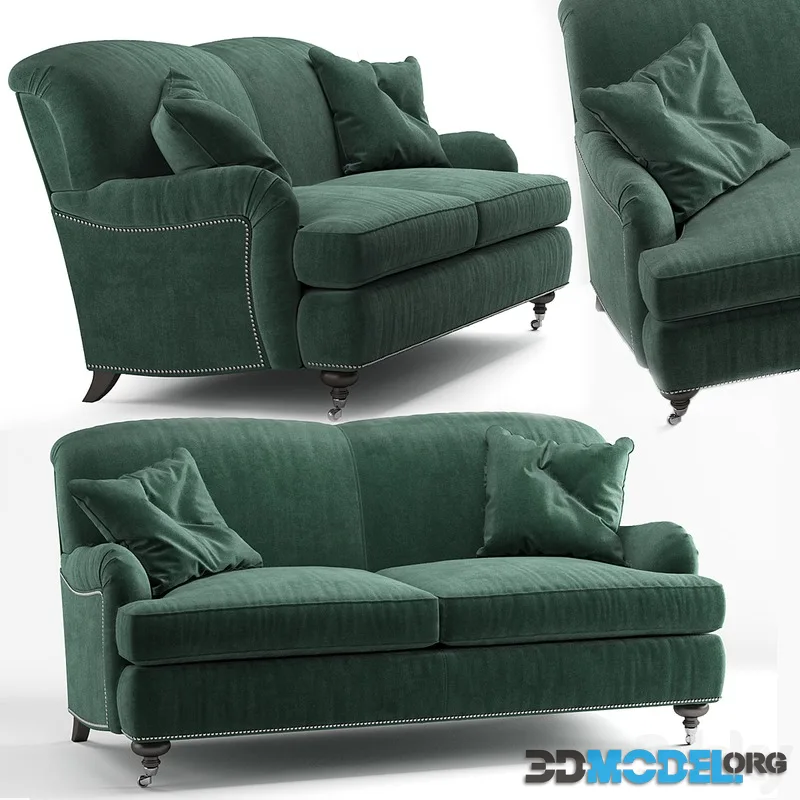 3D Model – Oxford sofa, Kent Emerald, by Ethan Allen