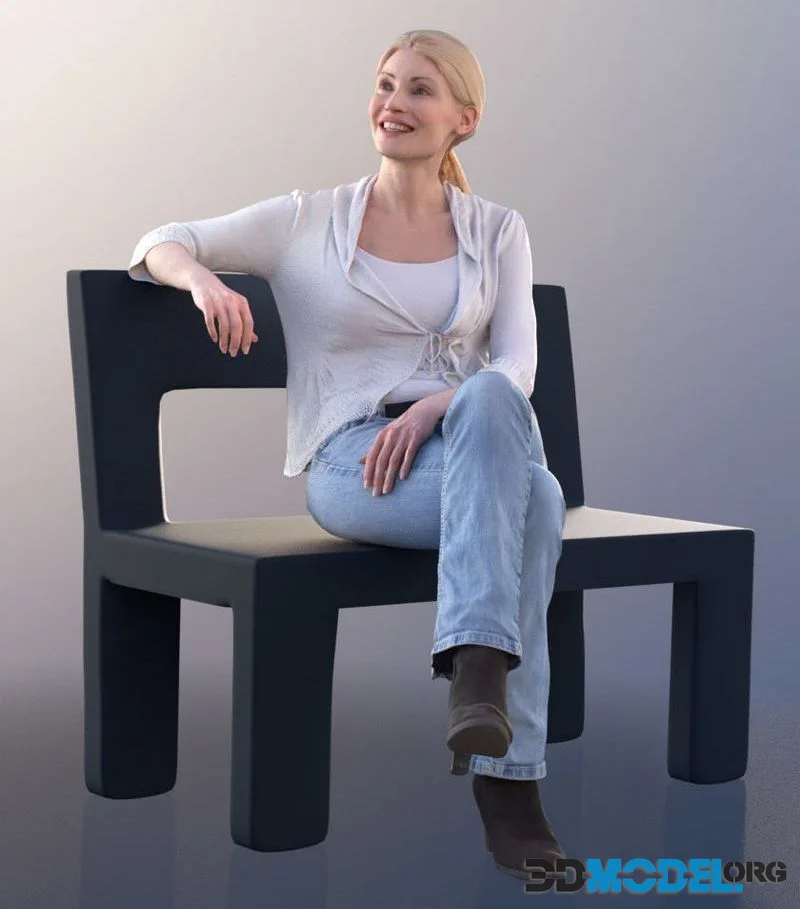 3D Model – Woman Sitting In Coversation low-poly (PBR)