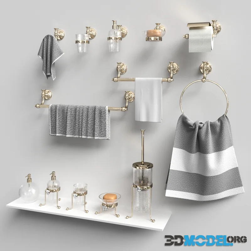 3D Model – A set of bathroom accessories Brilla Gold Gaia Mobili