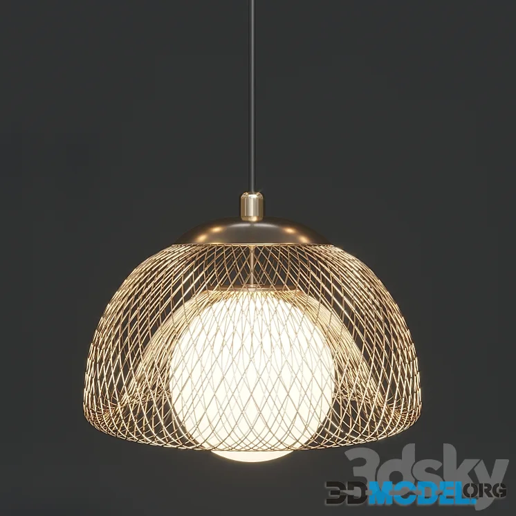 3D Model – Pendant lamp made of gold mesh FLADE (Lampatron)