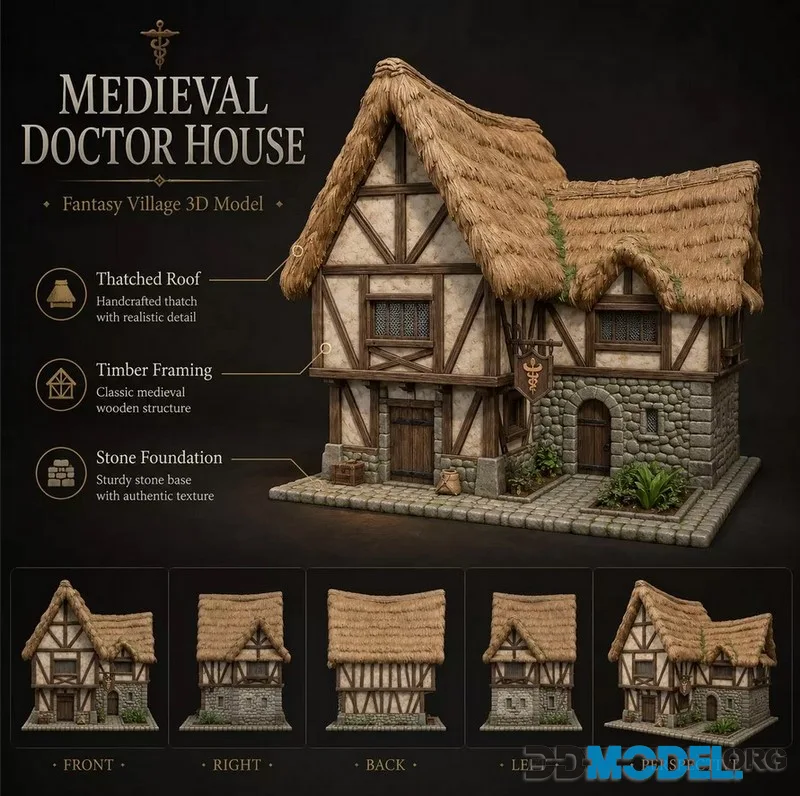 3D Model – Medieval Doctor House Fantasy Village (PBR)