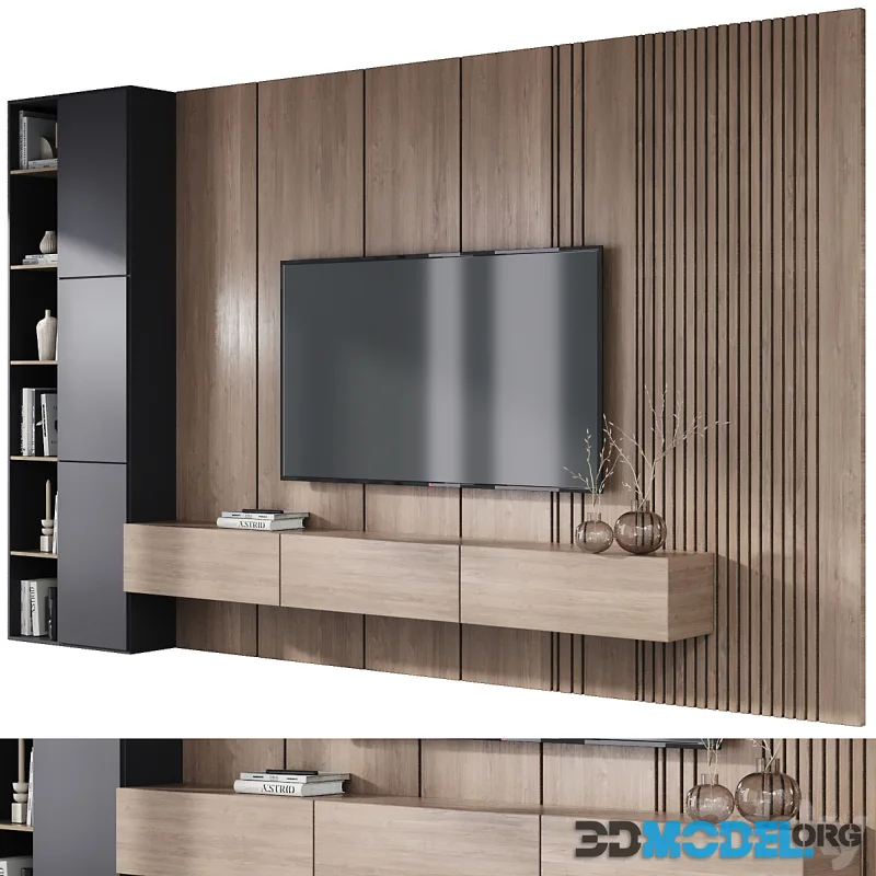 3D Model – TV wall decor set4